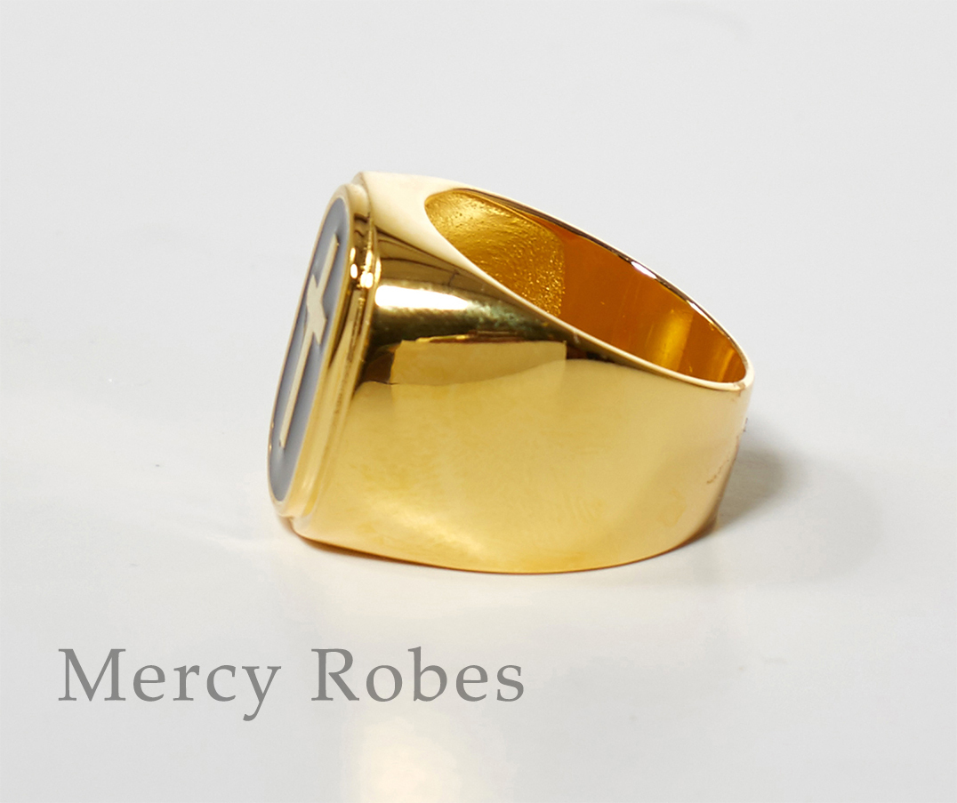 Men's Pastors Clergy Ring, Cross, Yellow Gold Finish, Religious ...