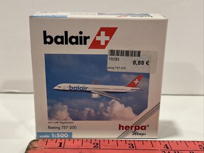 1:500 Herpa Balair Airlines Boeing 757 Jet Scale Toy Wings Swiss Metal ...