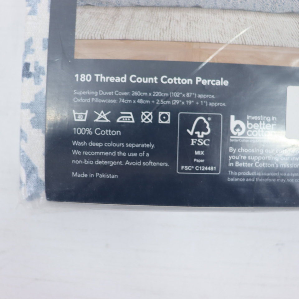 Bedeck Dhaka Duvet Cover Set Blue Super King | eBay UK