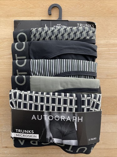 M&S Autograph Mens MICROSKIN Trunks x 5 Underwear Large Black Green ...