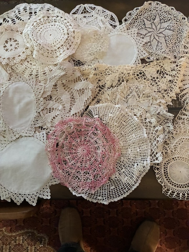 Vintage Lot of 40 Mixed Lace, Crochet, & Cotton Dresser Doilies | eBay