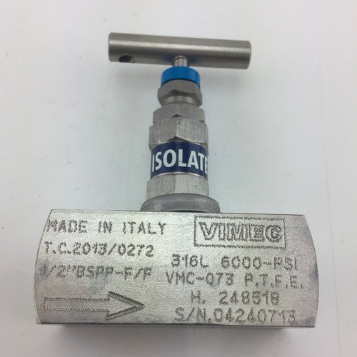 VIMEC VMC-073-B Isolation Valve 1/2"-BSPP-F/F 316 Stainless Steel PTFE ...
