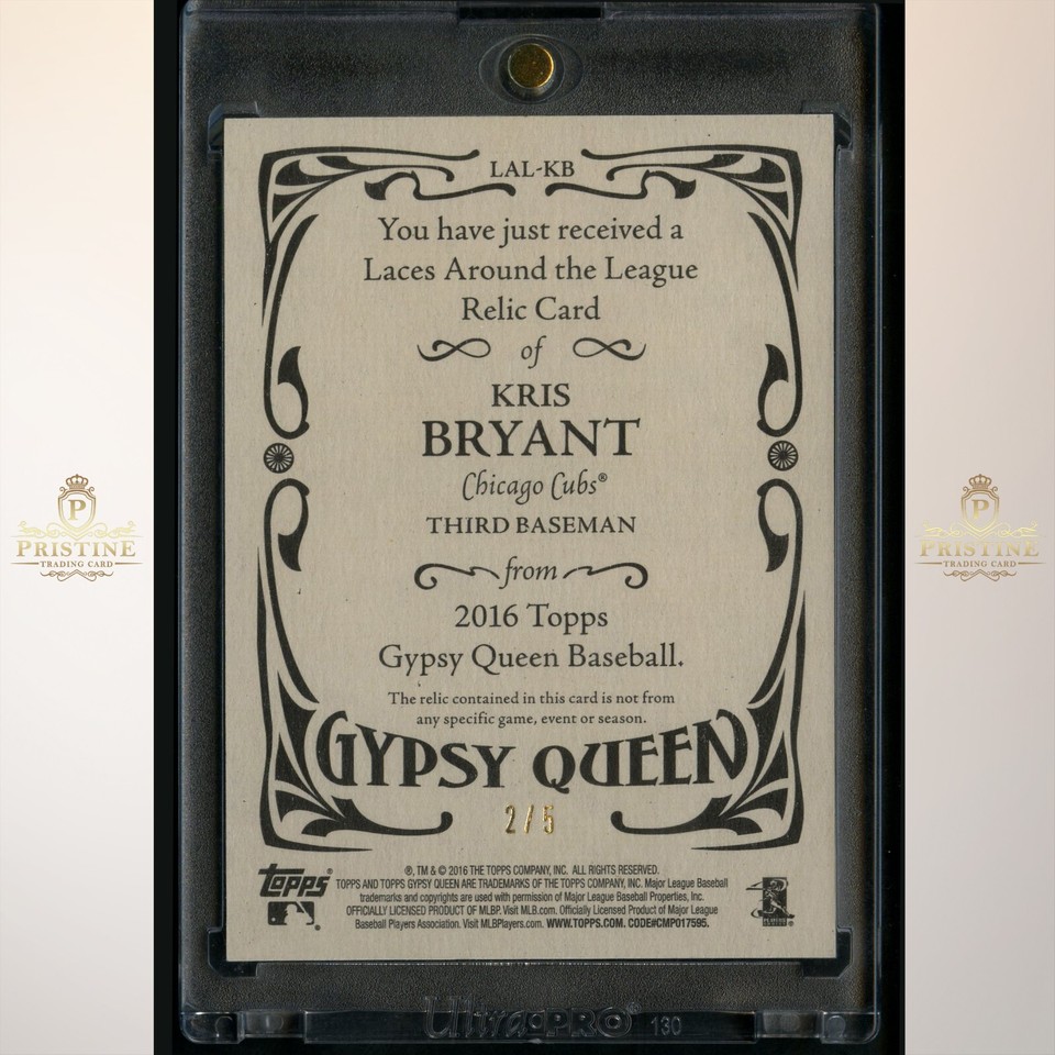 KRIS BRYANT 2016 Topps Gypsy Queen Game Used Baseball 2/5 #LAL-KB ...
