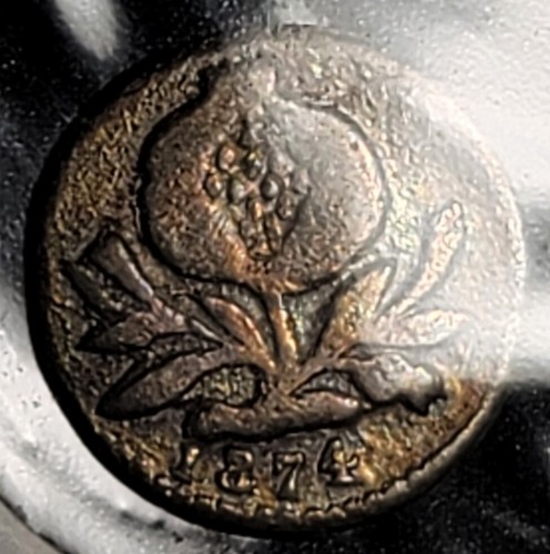 TONING! 1874 COLOMBIA - 1/4 DECIMO (CUARTILLO) - Silver Coin - POPAYAN ...