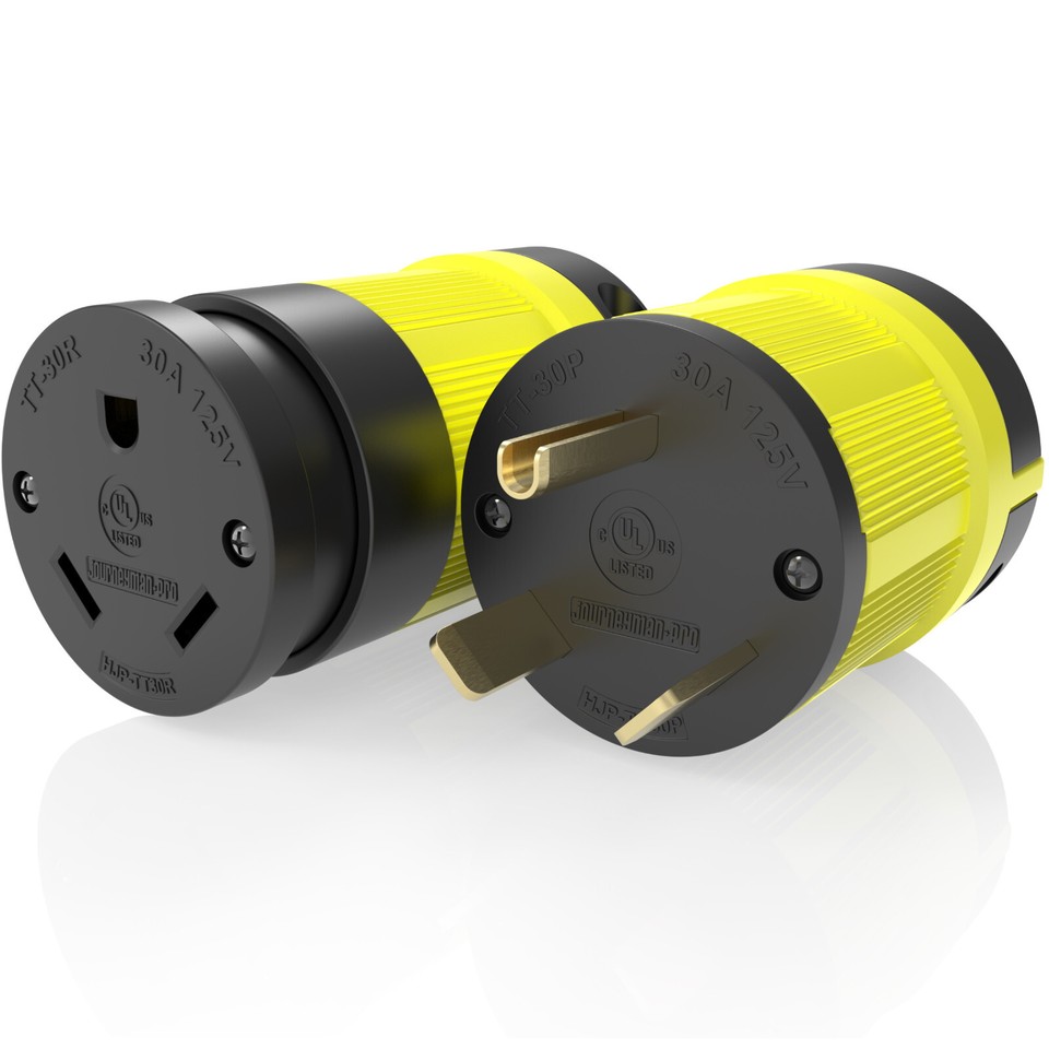 RV Power 125 Volt 30 amp TT-30 Plug Connector Set TT-30P TT-30R 110 120 ...