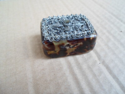 Rare Small Antique Victorian Era Tortoise Shell / Silver filigree Box ...