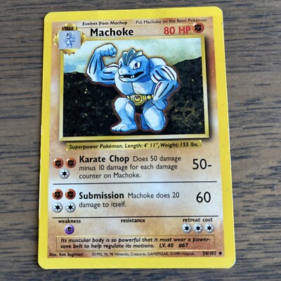 Pokémon TCG Machoke Base Set 34/102 Regular Unlimited Uncommon | eBay