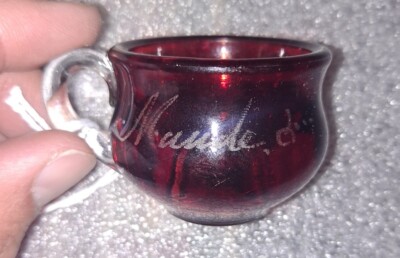 ANTIQUE 1904 SOUVENIR Miami COUNTY FAIR RUBY RED FLASH GLASS Small Cup ...