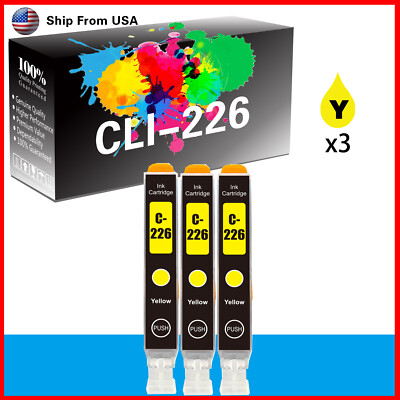 (3PK,Yellow) CLI226 CLI-226 Ink Cartridge for Pixma MG5200 MX710 ...