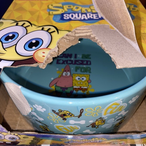 Spongebob Squarepants Blue Pet Food Bowl Water Dish 28 oz (3.5 Cups ...