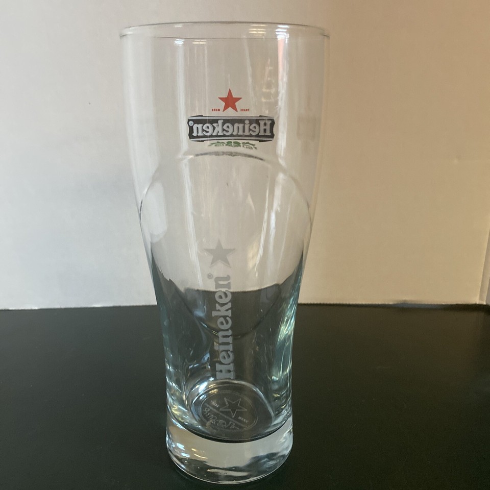 HEINEKEN Red Star Beer Glass Etched Pint Barware Bar Brewery | eBay