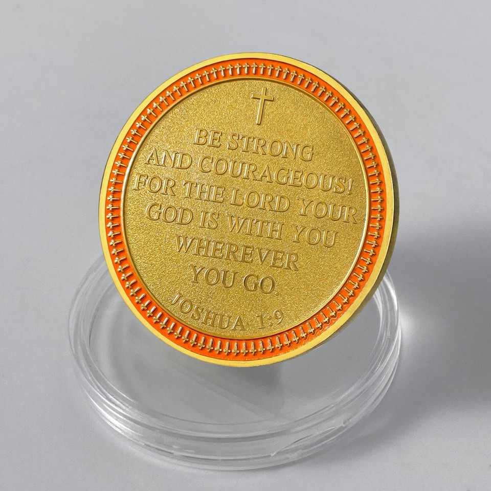 Christian Challenge Coin - My Cup Overflows - Joshua 1:9 Bible Verse ...