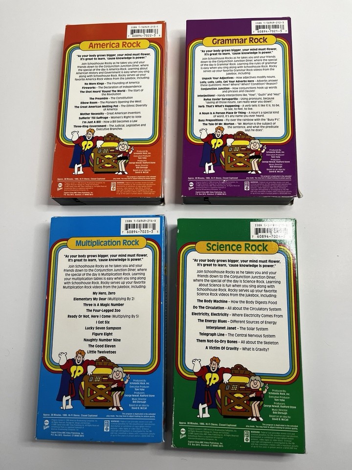 Schoolhouse Rock VHS Tapes Lot of 4 Science Multiplication Grammar ...