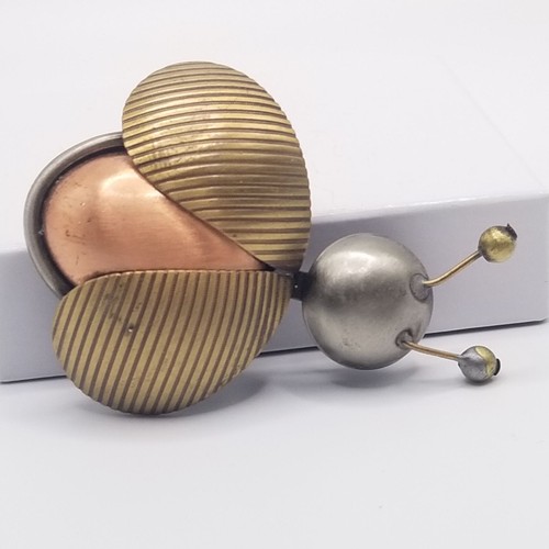 Butterfly Bug Brooch Pin Insect Vintage Brass & Copper Artisian ...