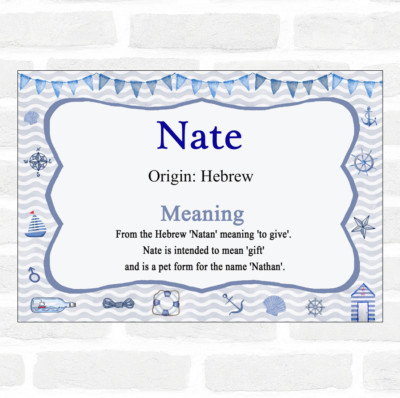 Nate Name Meaning Nautical Certificate | eBay