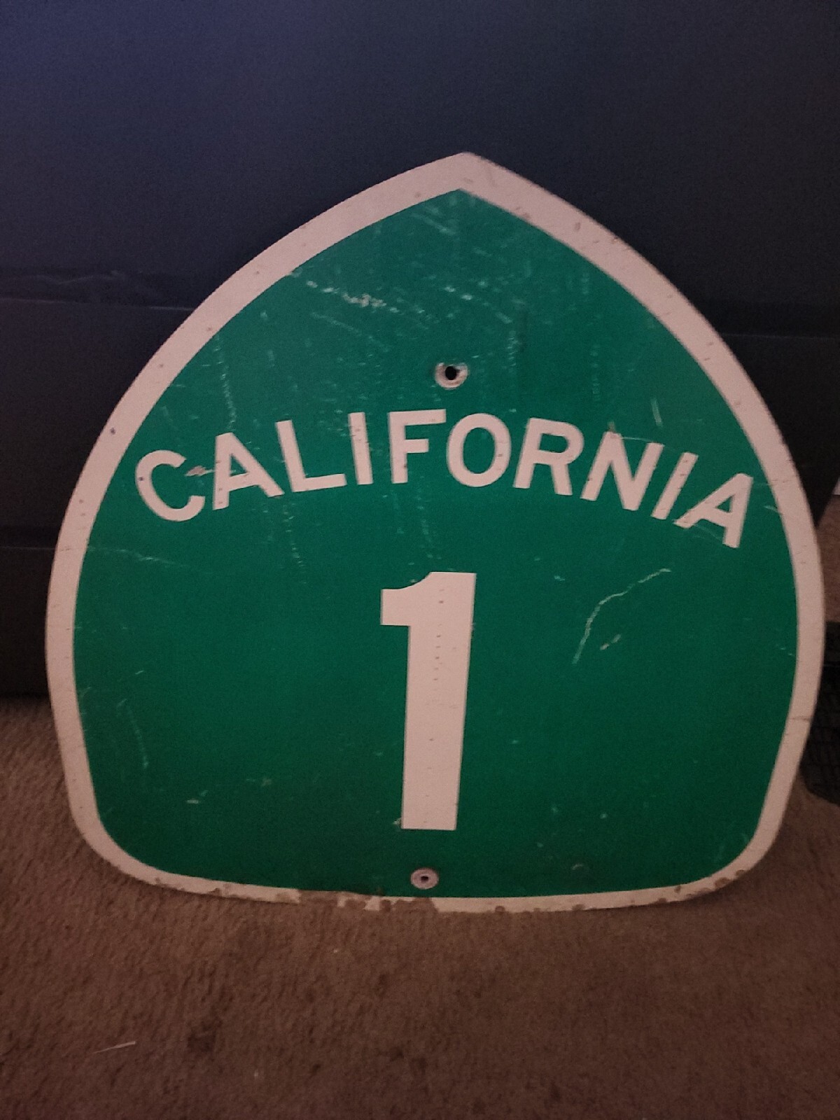 Genuine Old Used PAINTED California Route 1 Green Spade PCH Sign 24"x ...