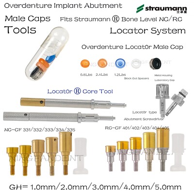 Overdenture Locator Abutment NC/RC Male Caps Tools Fit Straumann ITI ...