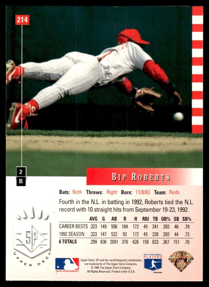 1993 SP #214 Bip Roberts Cincinnati Reds | eBay