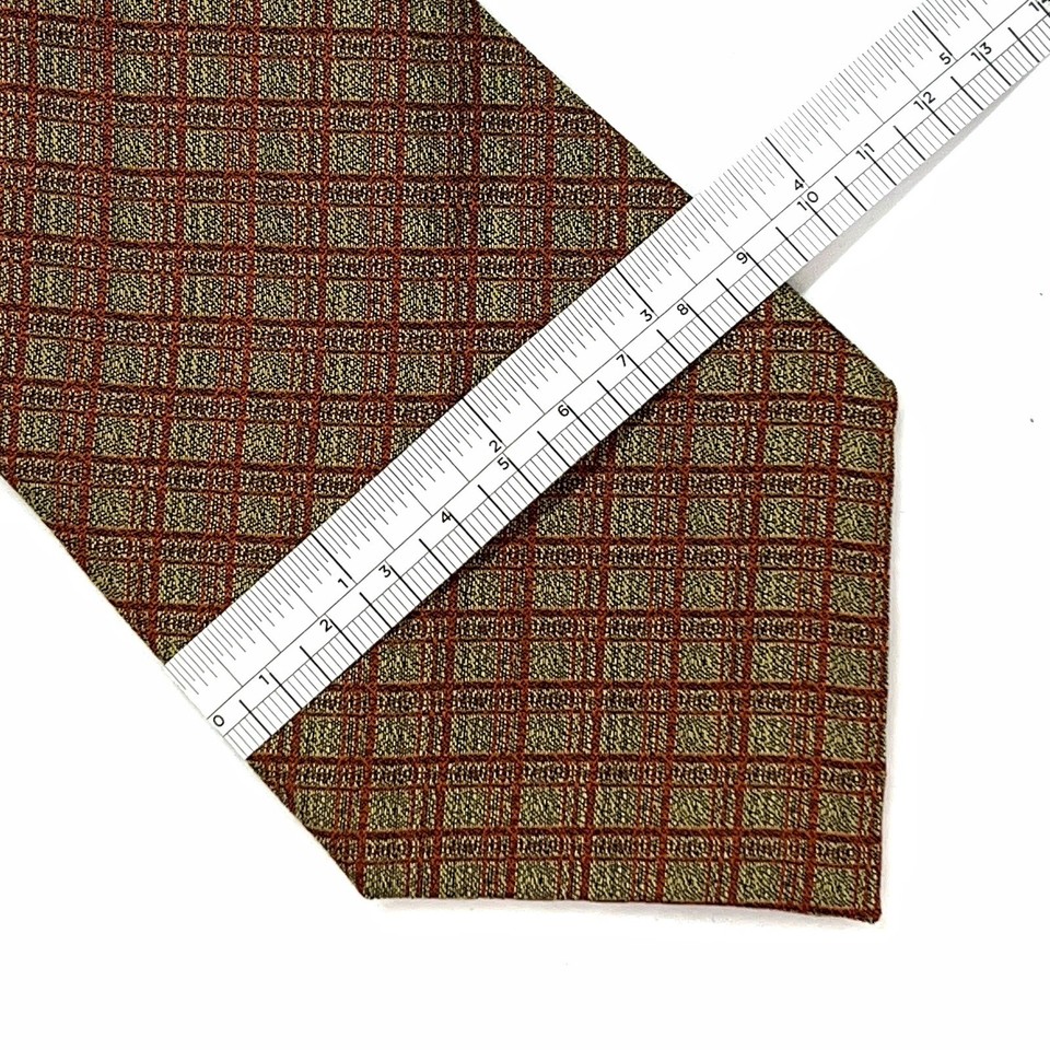 HERMES Geometric pattern tie Textured Heavy Silk Logo Brown | eBay
