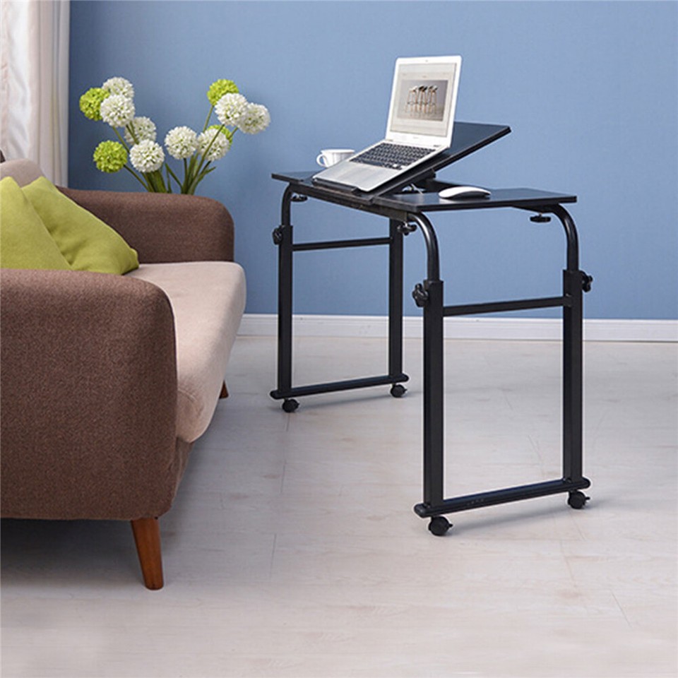 Rolling Laptop Desk Cart Computer Table Notebook Stand Tray Over Bed ...