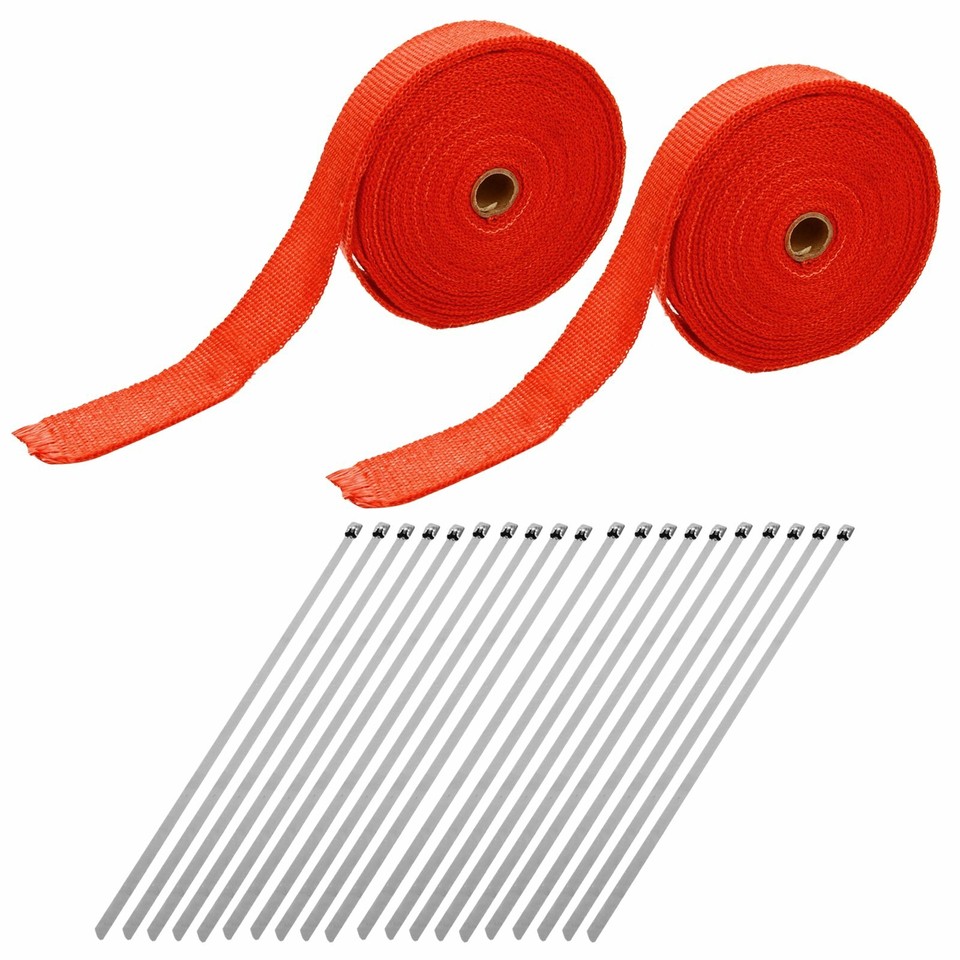2 Roll x 2" 50FT Red Exhaust Wrap Manifold Header Fiberglass Heat Wrap ...