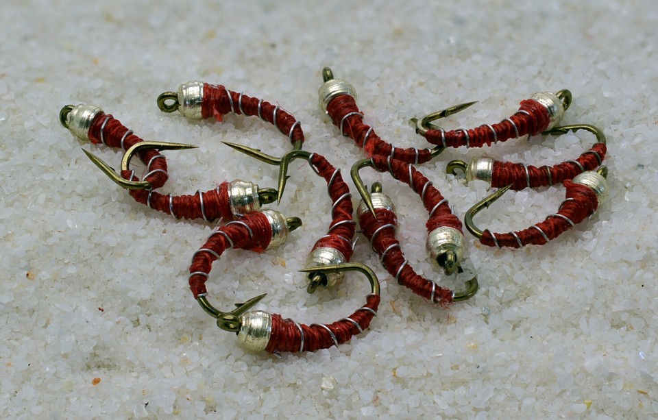 Bead Head Red Zebra Midge Nymph Fly - 1 Doz Flies - Mustad Signature ...