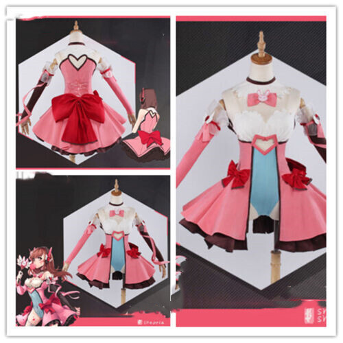 DVA Cosplay D.VA Game OW Kawaii Girl UWOWO Pink Dress Costume Magic ...