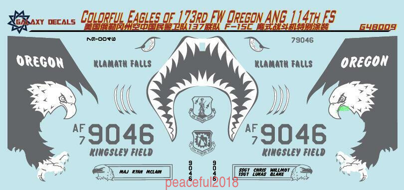 GALAXY 1/48 1/72 G48009 G72010 F-15C Eagles 173RD FW Oregon ANG 114TH ...