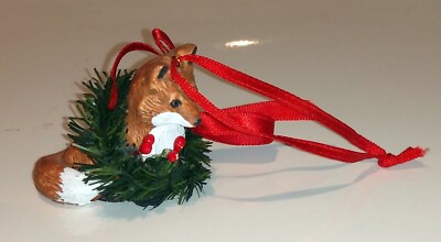 VINTAGE HALLMARK KEEPSAKE CHRISTMAS ORNAMENT FOX WITH WREATH 1980's EUC ...