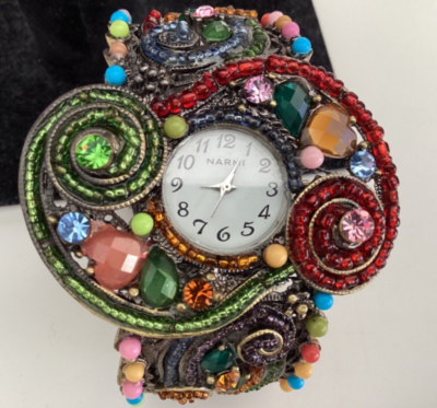 Blinged out Narmi #2814 Bangle Quartz Watch,Lots of Stones | eBay