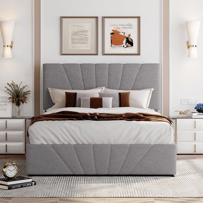 Stability and Safety Full Size Upholstered Platform Bed with Storage ...