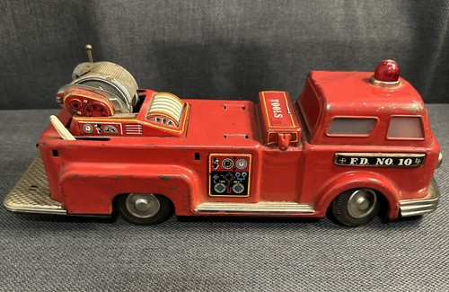 VTG Marx Lineman Tin Friction Battery Operated Original Tin Toy Fire ...