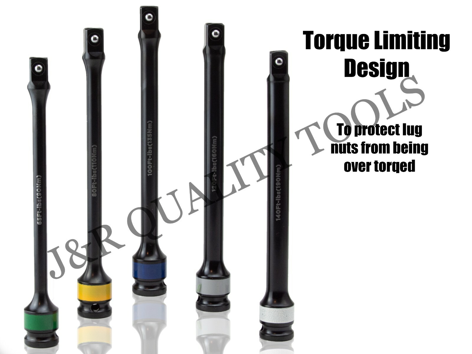 1/2" DR TORQUE EXTENSION BAR STICK SET COLOR & LETTER CODED WITH CASE ...