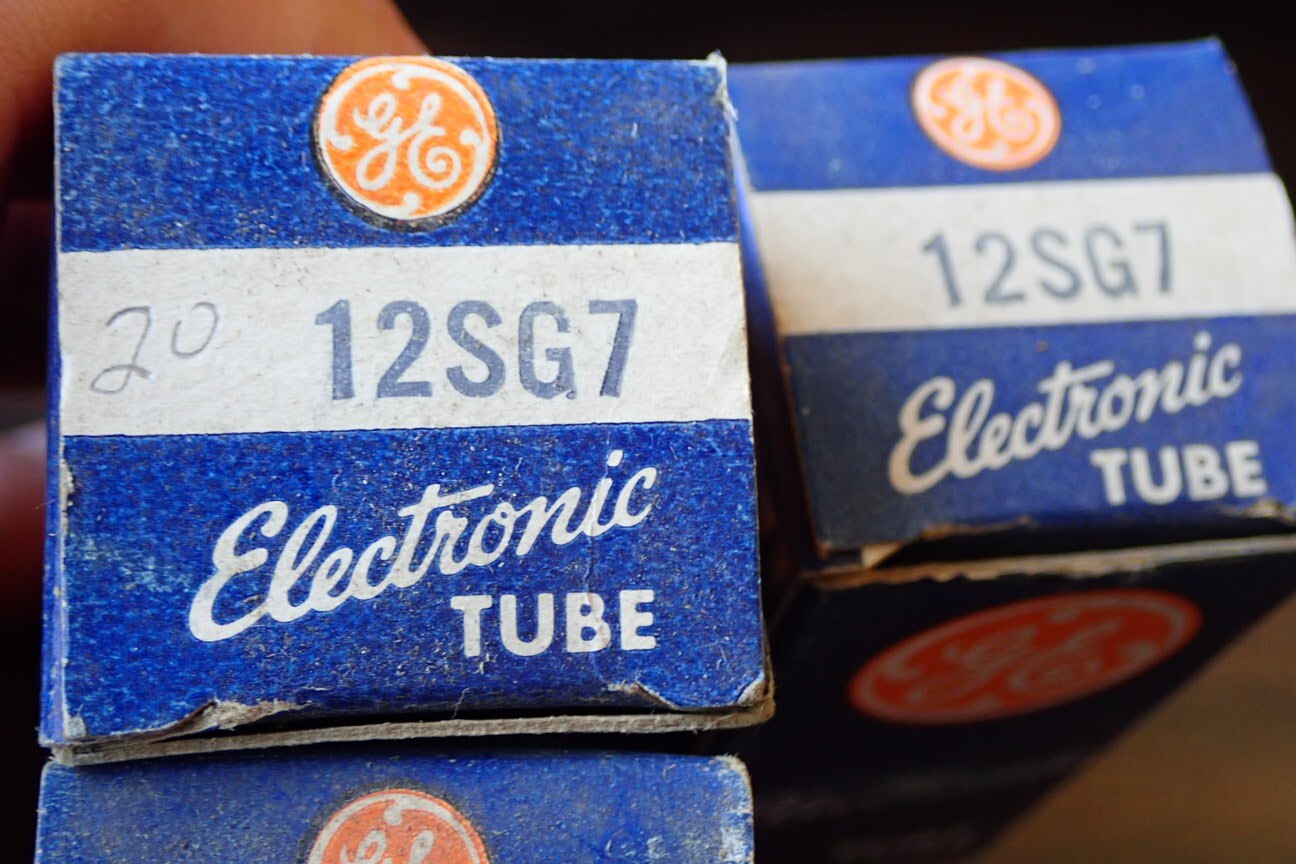 Matched Pair 2 GE 12SG7 Metal Vacuum Tubes New NOS Tested Strong In GE ...