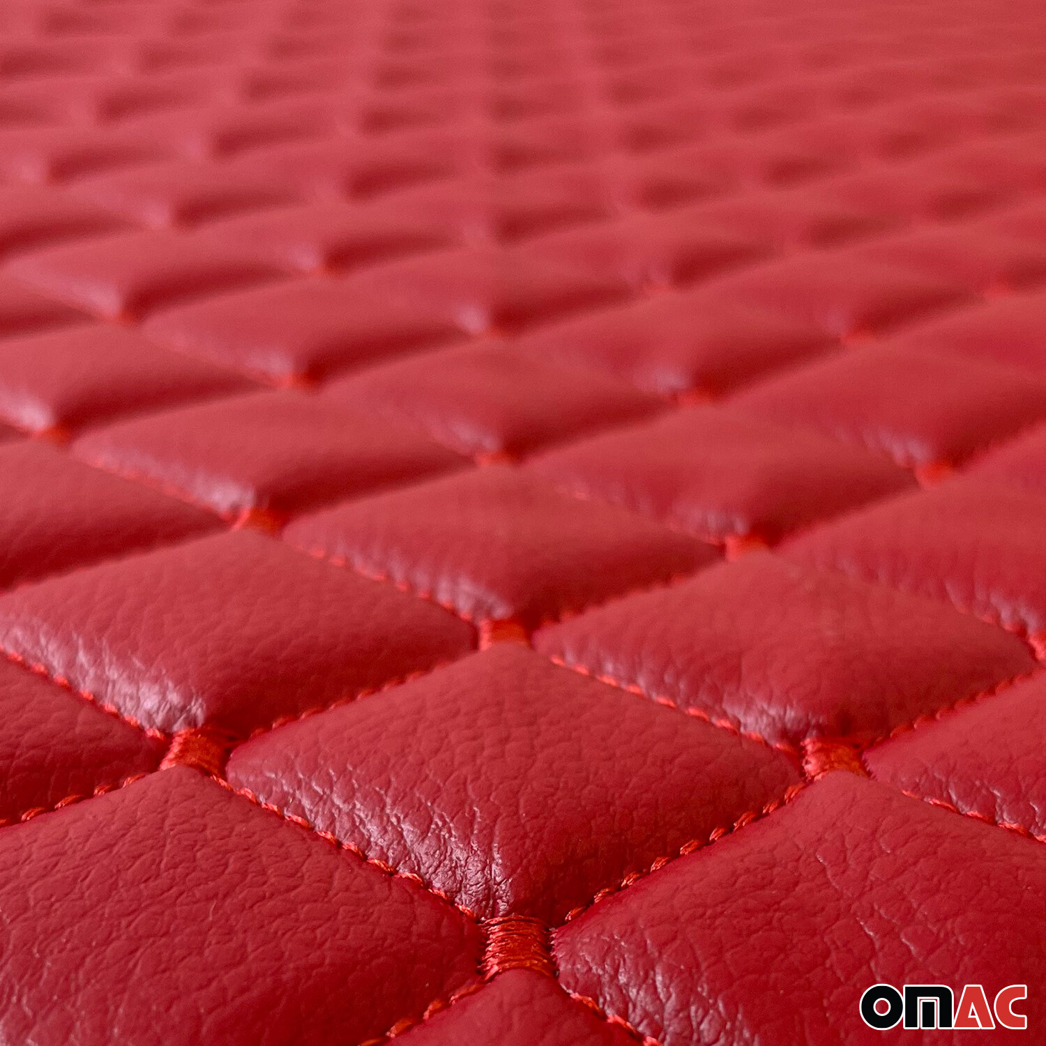 Embossed Red Faux Leather Lining Red Stitch Car Upholstery 1 Yard x 1.5 ...