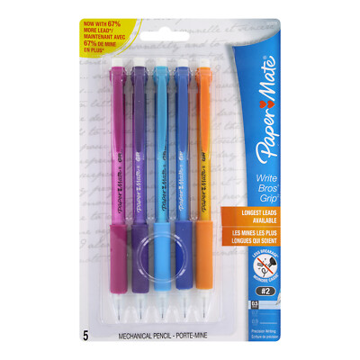 Paper Mate Write Bros Grip Mechanical Pencils, 0.5mm, HB #2, Assorted ...
