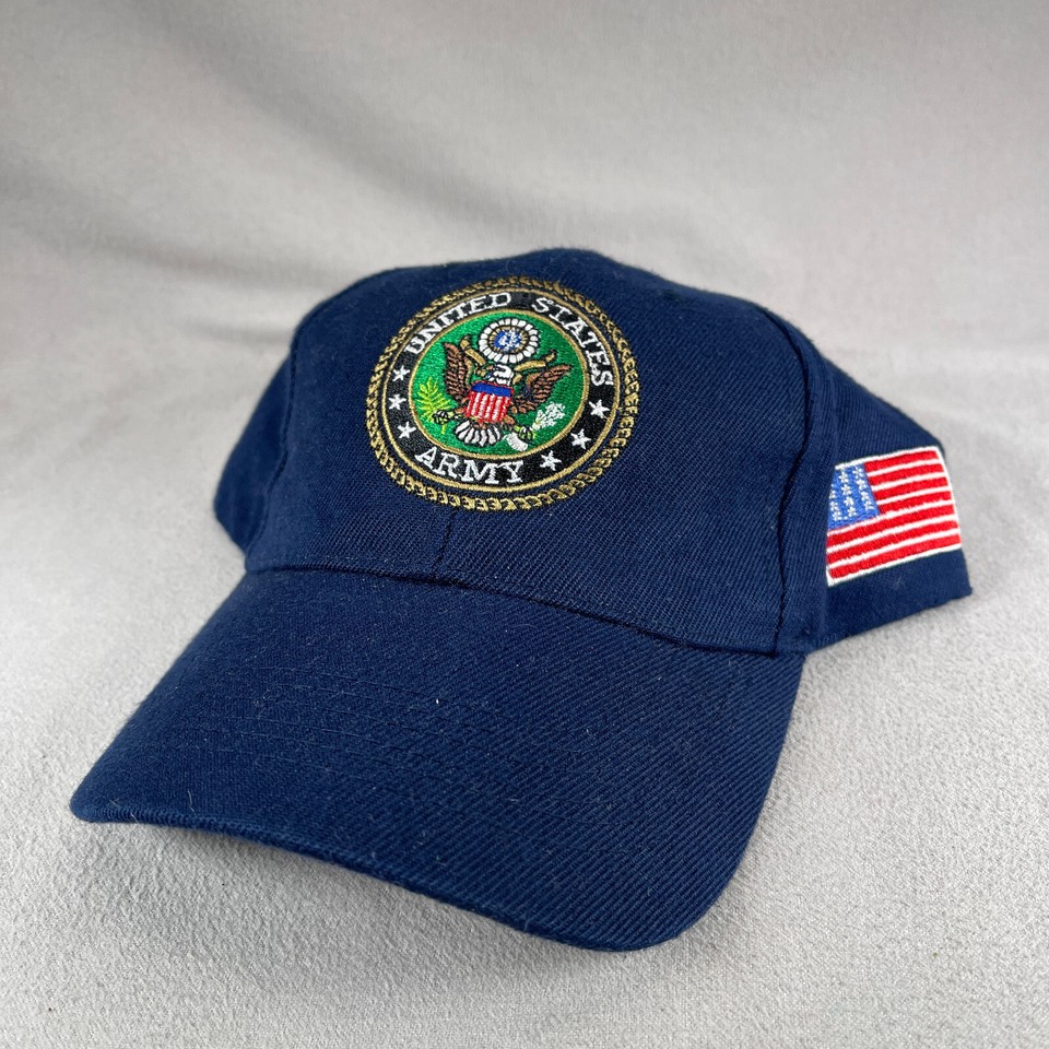 United States Army Hat Men OS Blue Strapback Cap Armed Forces Flag ...