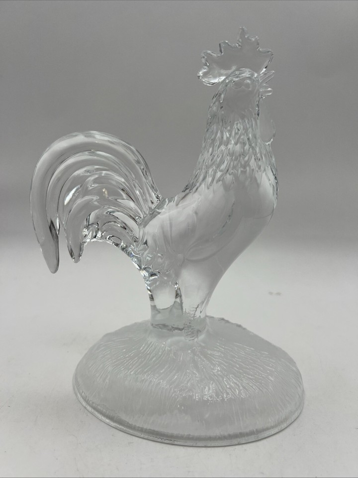 Cristal d'Arques Crystal Rooster 7” Figurine Chicken Clear Glass Made ...