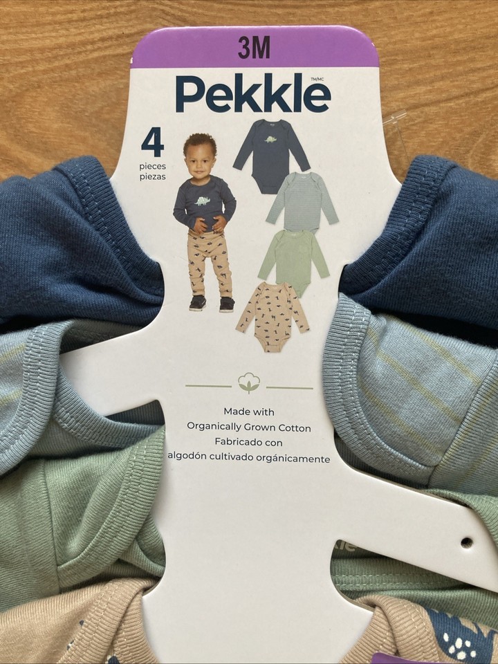 Pekkle baby 4 set bodysuit boy 3m multi / long sleeve 100% organic ...