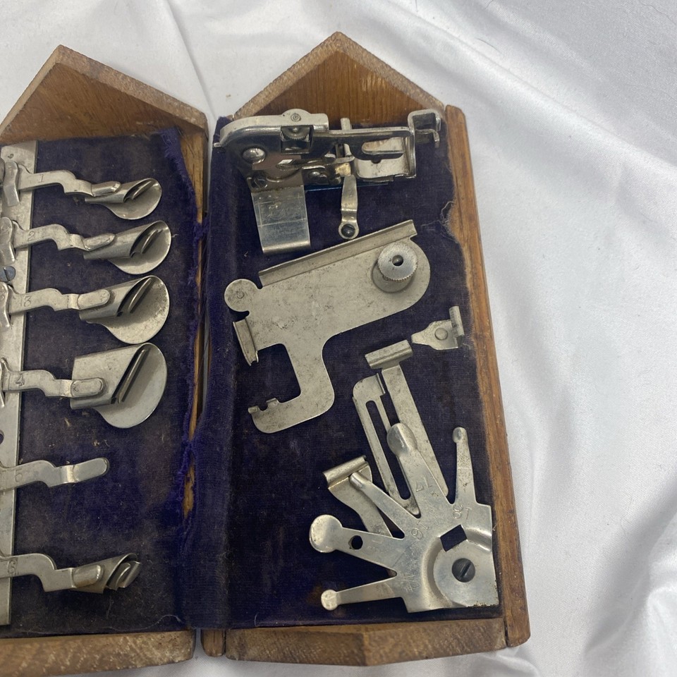 Antique 1889 Singer Sewing Machine Oak Puzzle Box with Attachments | eBay