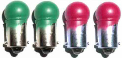 2 ea. 1445 RED 1445 GREEN BULBS for American Flyer/Lionel Trains Parts ...