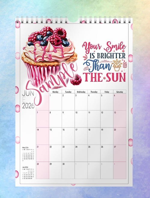 CUPCAKE DESIGN A4 Calendar 2026 Wall hanging Made to order Handmade ...