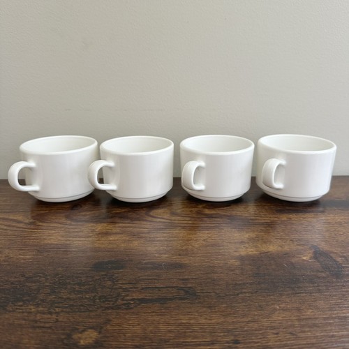 Vintage Pyrex Corning Ware Corelle All White Tea Coffee Cups Set Of 4 ...