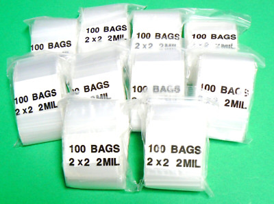 2x2 Bags 2mil Poly Reclosable White Block 1,000 Small 2" Square Baggies ...