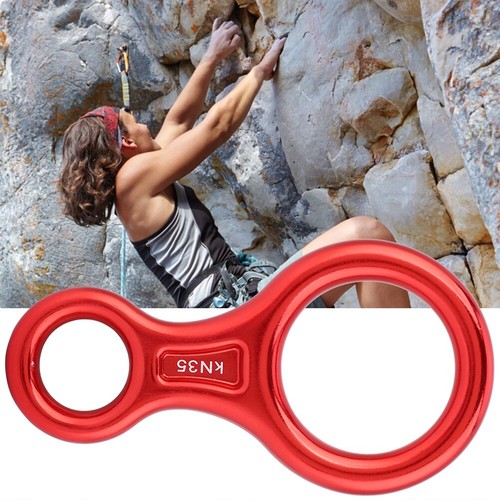 (red)Outdoor Rock Climbing Equipment 35KN Eight Speed Drop Device Climb ...