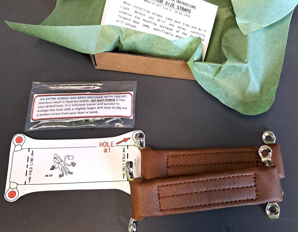 BROWN DOOR CHECK/STOP STRAPS FOR HOT ROD RAT ROD CUSTOM W/ INSTALLATION ...