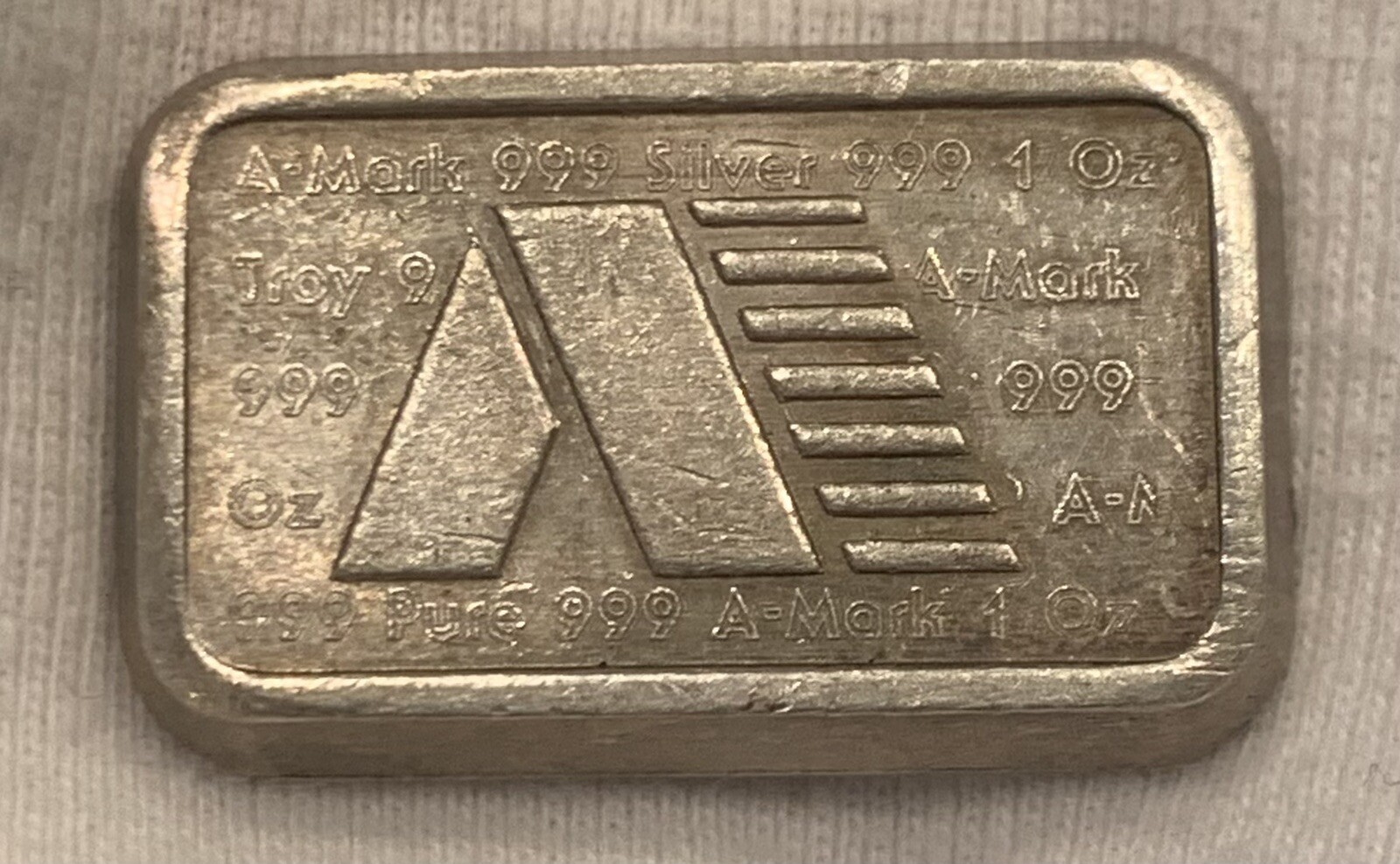 Rare Vintage 1981 1 Troy Ounce .999 Silver A-Mark Amark Chunky Ingot ...