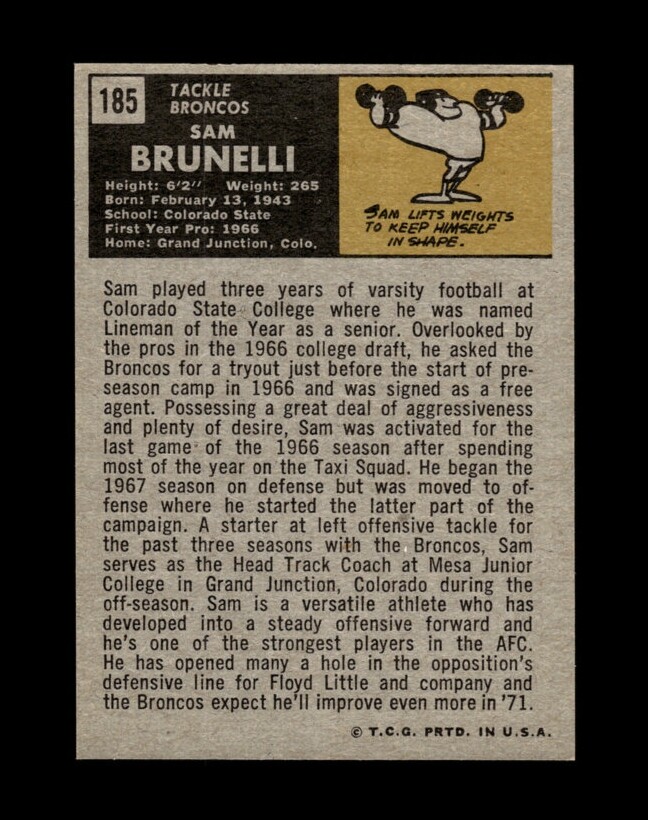 1971 Topps Set-Break #185 Sam Brunelli NM-MT OR BETTER *GMCARDS* | eBay