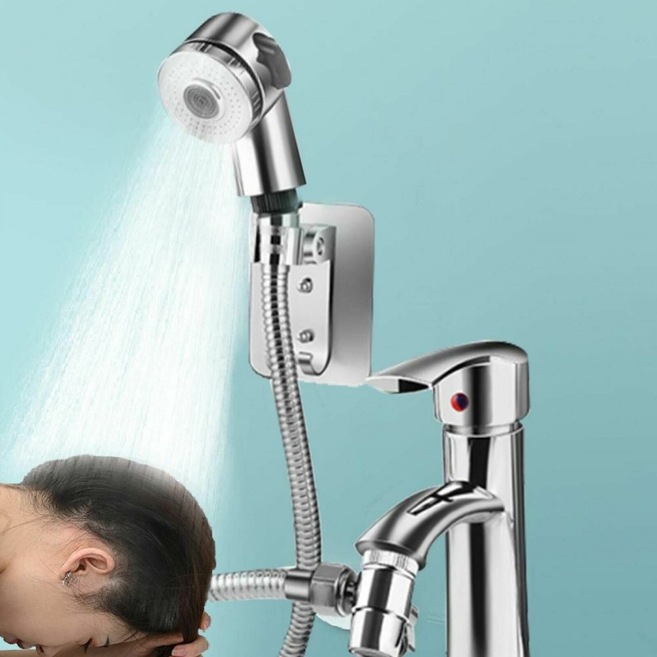 Handheld Bathroom Sink Faucet Sprayer Hose Set Tap Attachment Shower ...