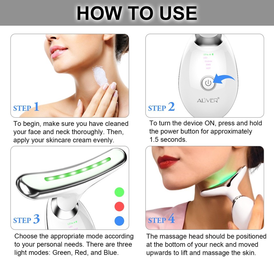 Red Light Therapy for Face and Neck Massager Tool LED Facial Light ...